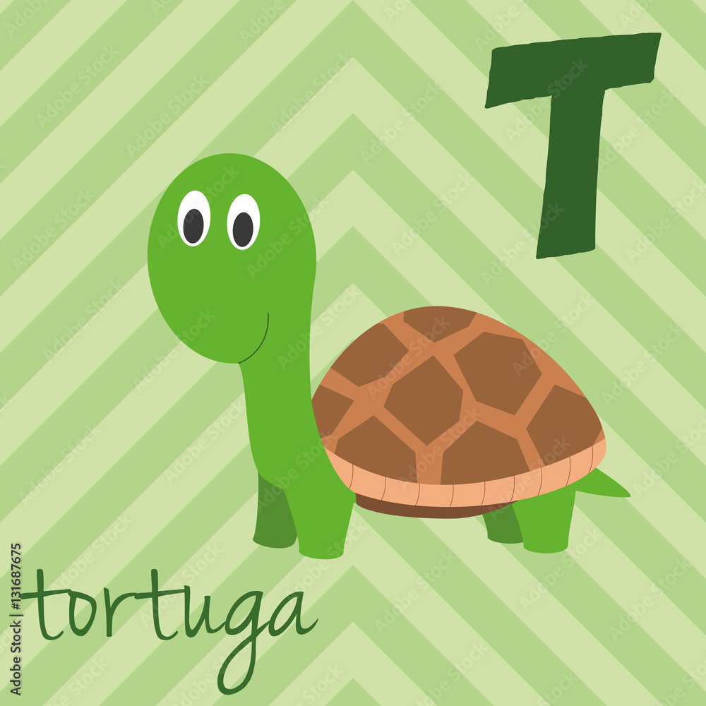 Cute cartoon zoo illustrated alphabet with funny animals. Spanish ...