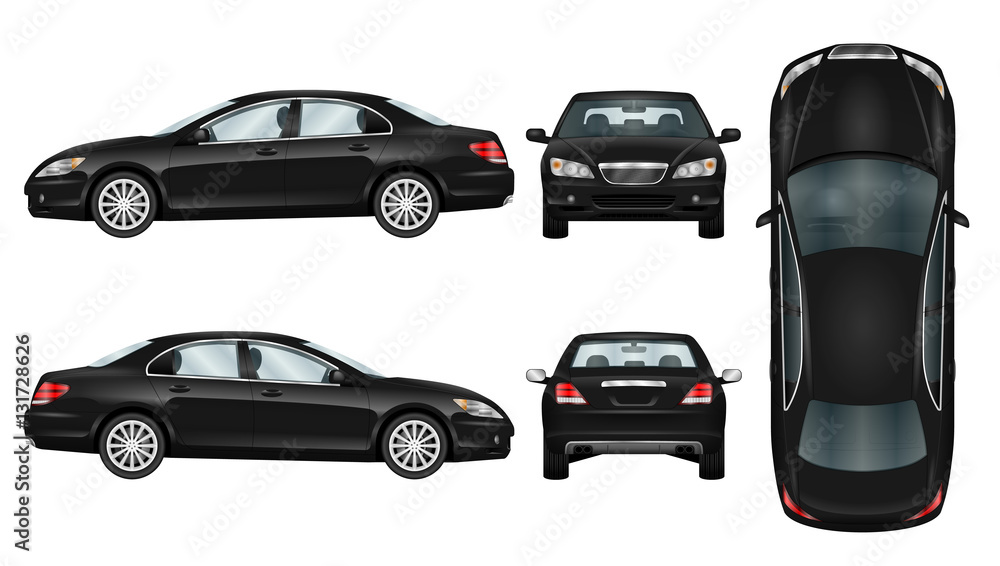 Black car vector template. Business sedan isolated. The ability to ...