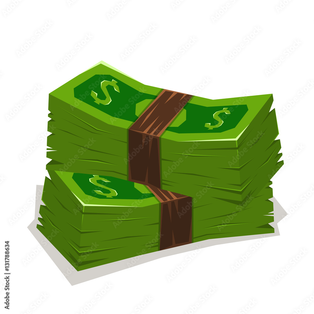cartoon money bundles illustration isolated on white background Stock ...