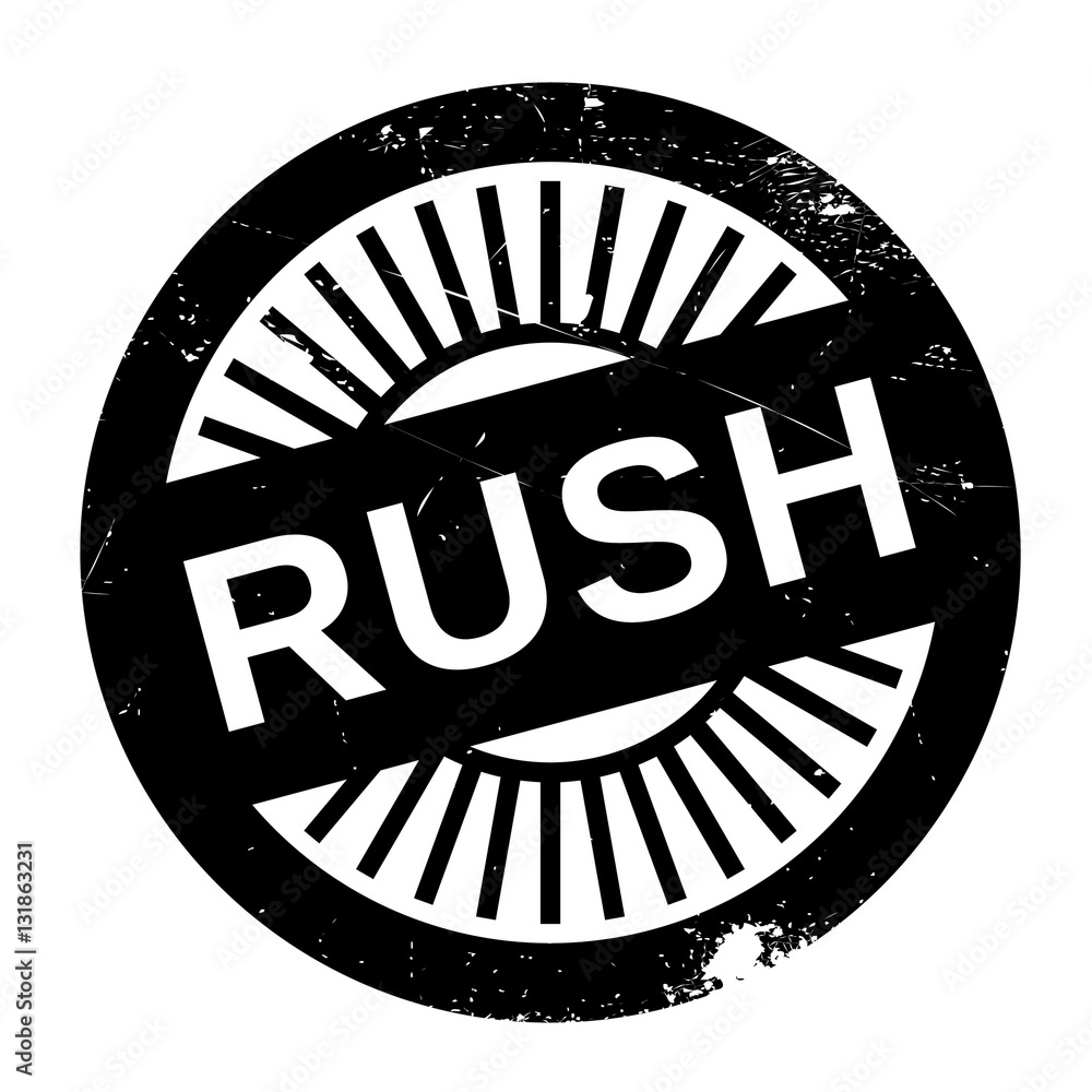 Rush stamp. Grunge design with dust scratches. Effects can be easily ...