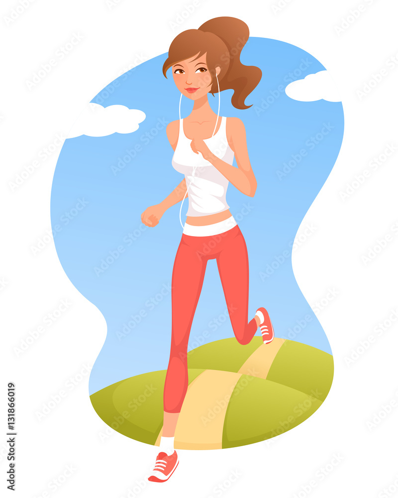 Woman Jogging Cartoon