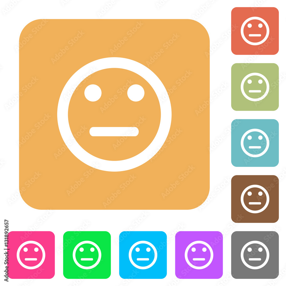 Neutral emoticon rounded square flat icons Stock Vector | Adobe Stock