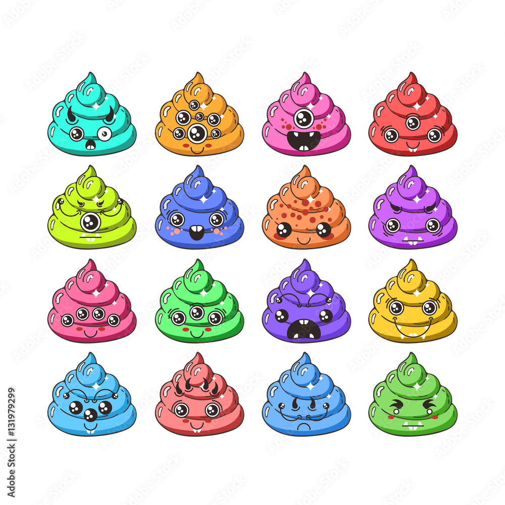 Kawaii poop emoticons set. Stock Photo | Adobe Stock