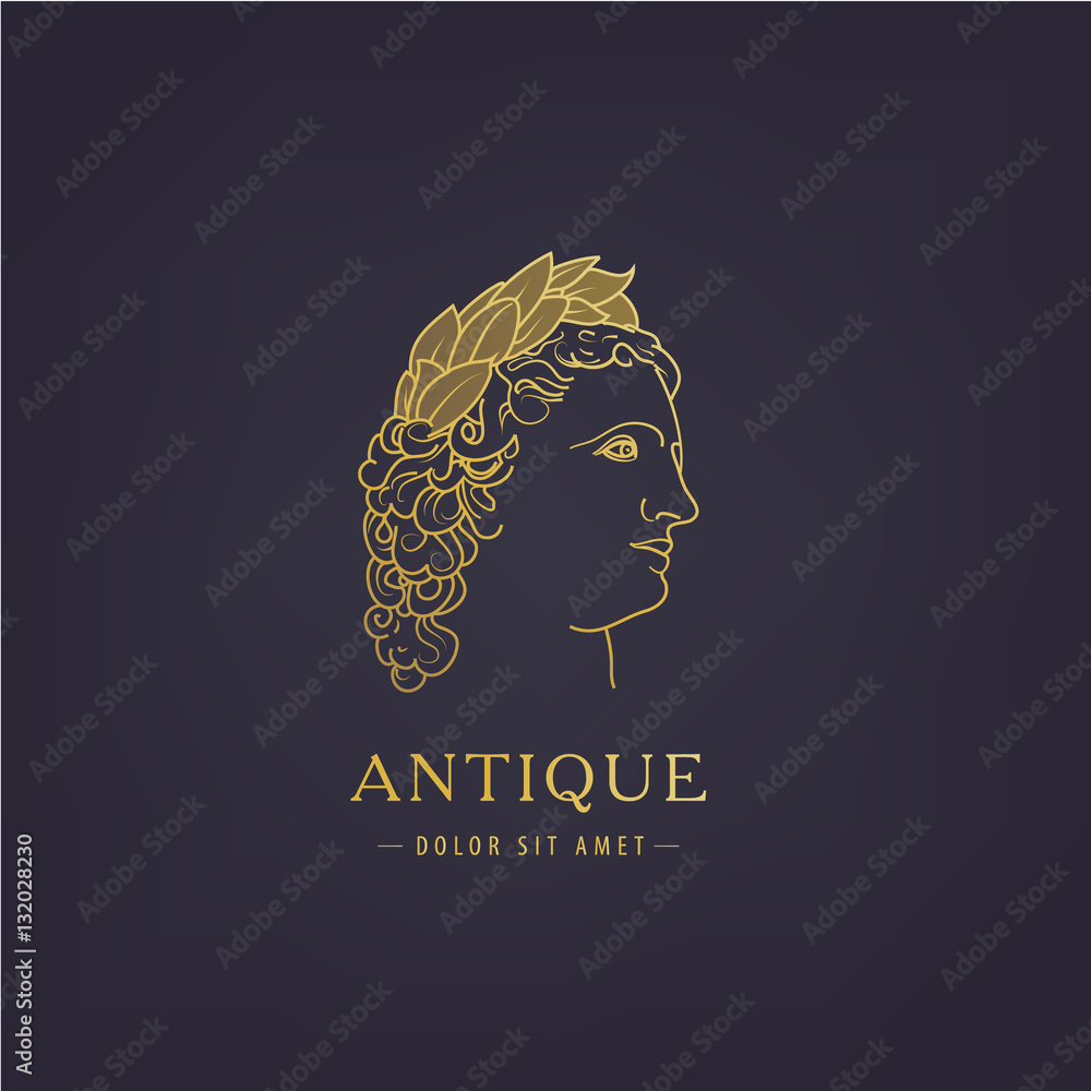 Vector illustration with the image of profile a man, an ancient Greek ...