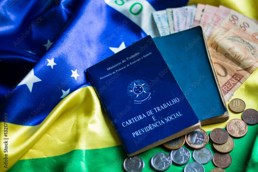 Brazilian working document and social security with Brazilian money and ...