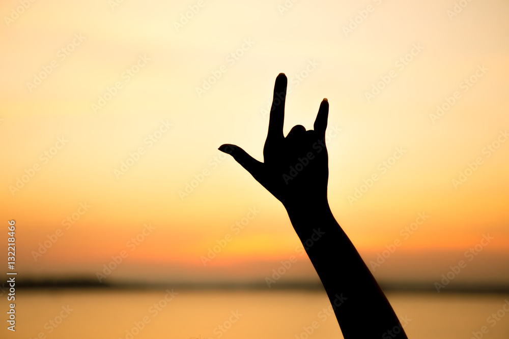 silhouette Love signs with sunset Stock Photo | Adobe Stock