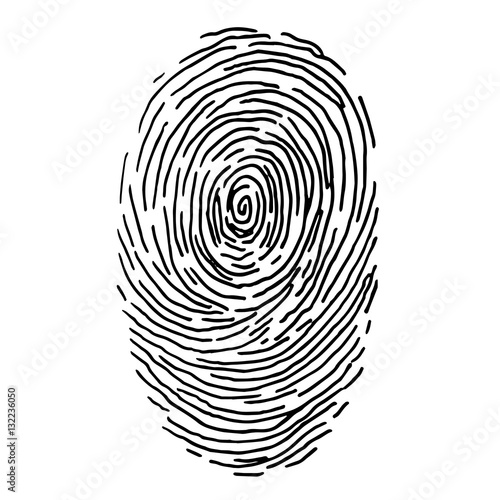 Vector fingerprint sketch. Hand drawn outline illustration with human ...