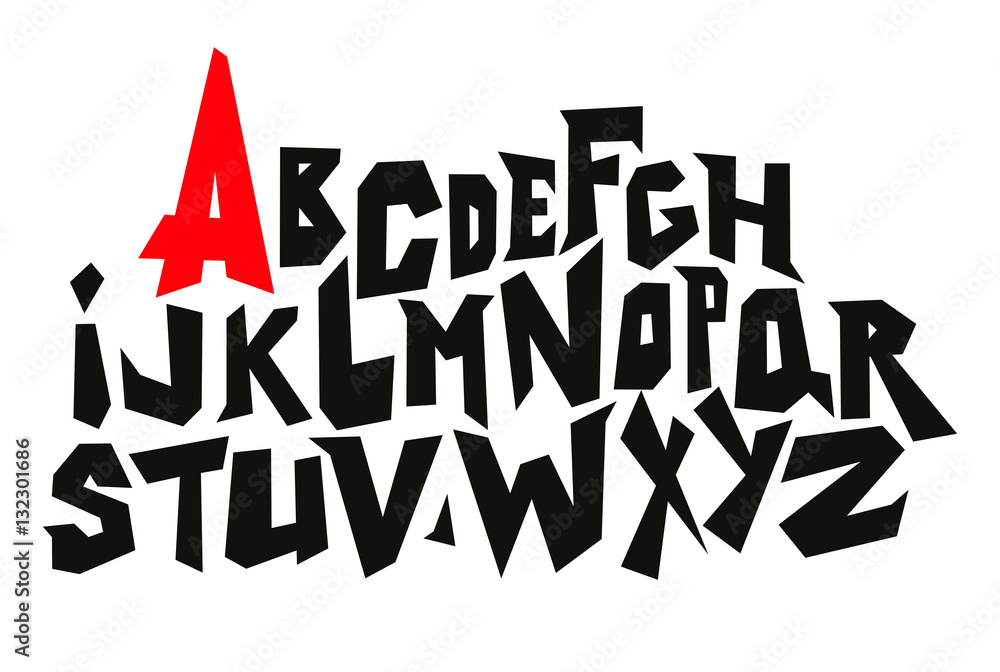 Straight lines comic graffiti font. Vector alphabet Stock Vector ...