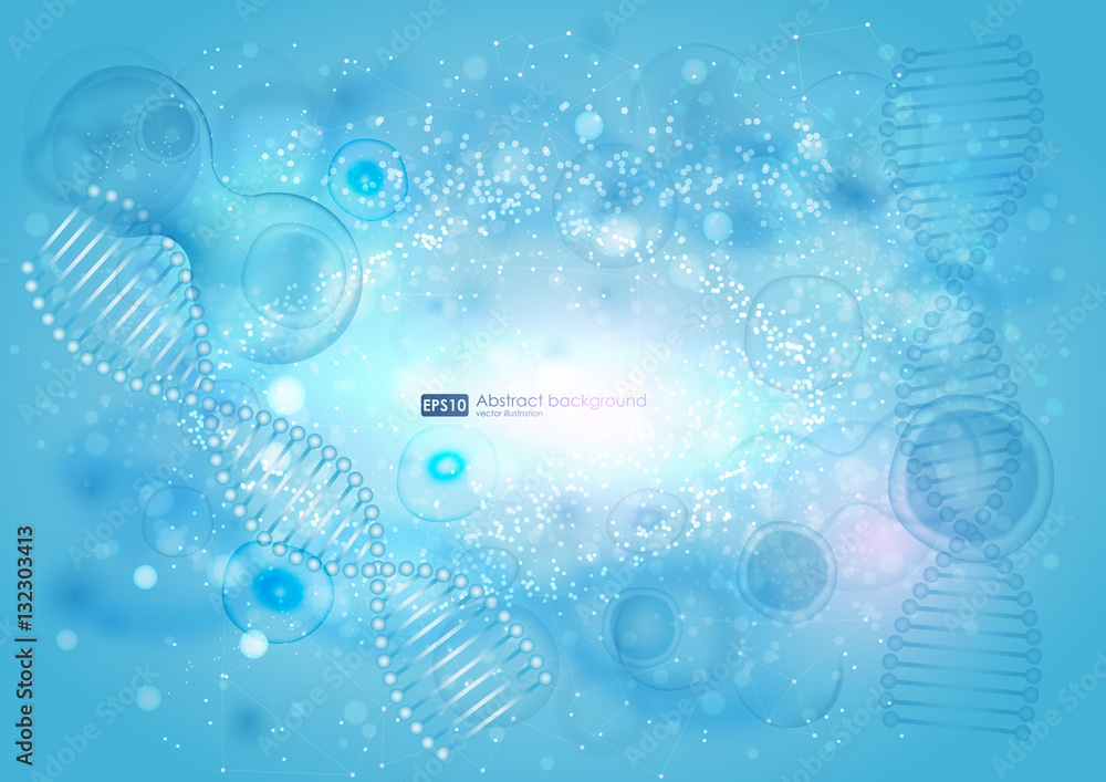 Science background with cell. Blue cell background. Life and biology ...