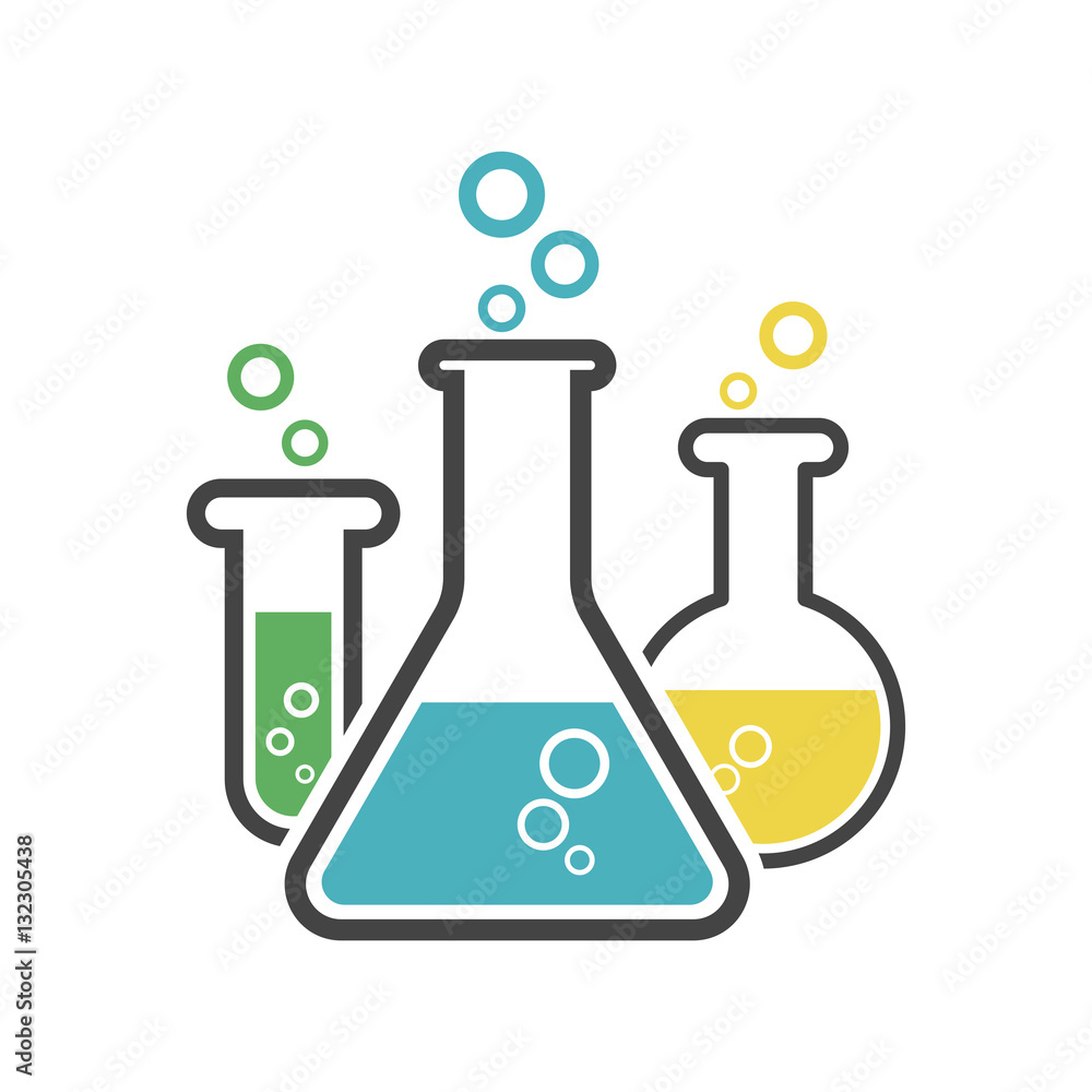 Chemical test tube pictogram icon. Laboratory glassware or beaker ...