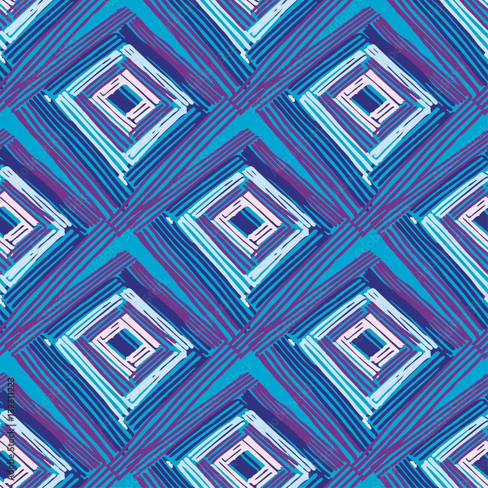 Rectangle mandala hand drawn seamless vector pattern. Geometric romb ...