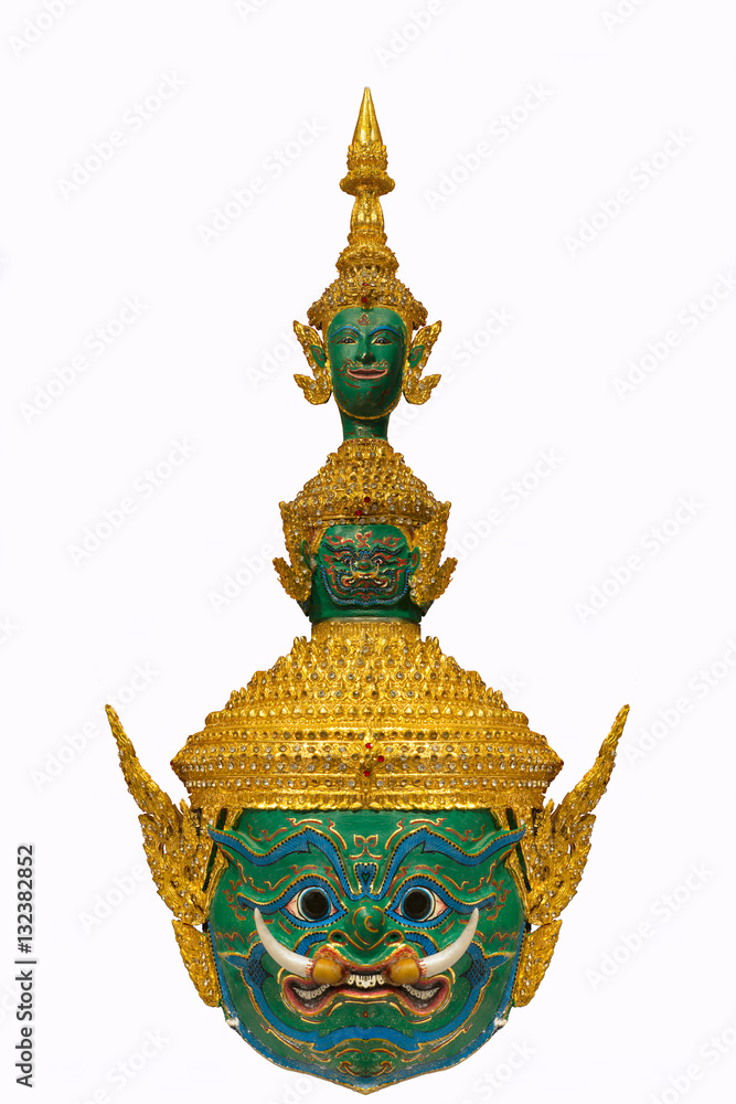 Photo of Thai drama giant mask of Ramayana. Thai "Khon" mask "Tossakan ...