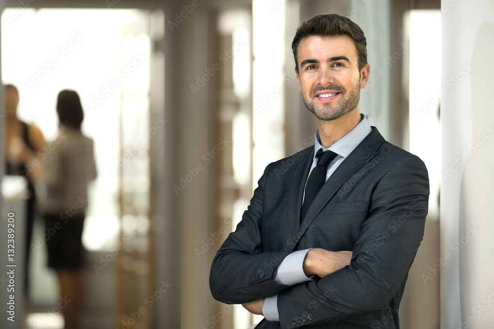 Business man CEO executive at office workplace standing confidently ...