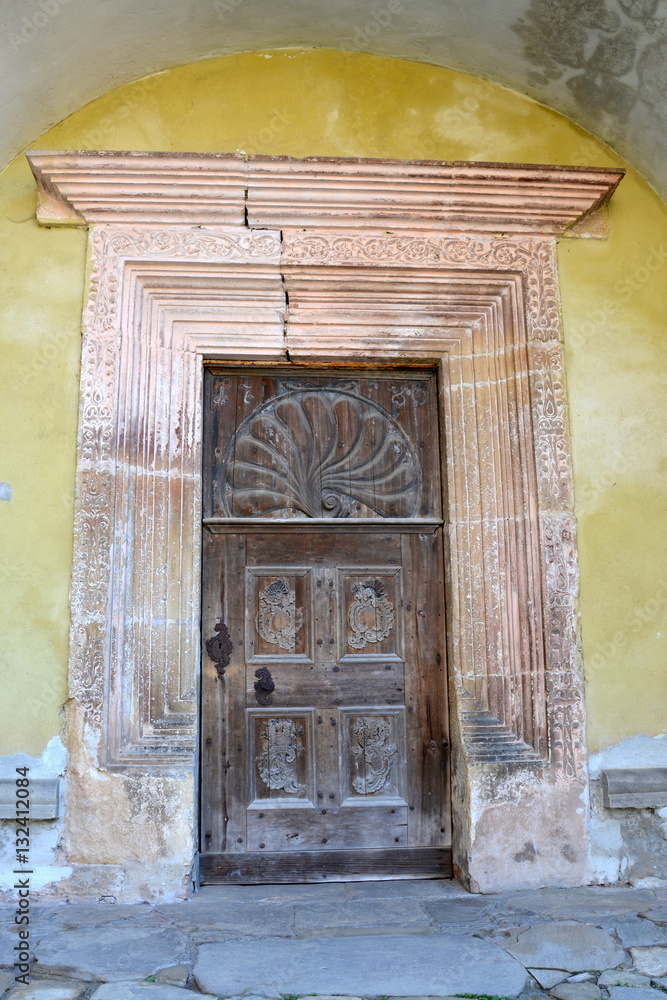 Gate of the fortified medieval church Biertan, one of the most ...