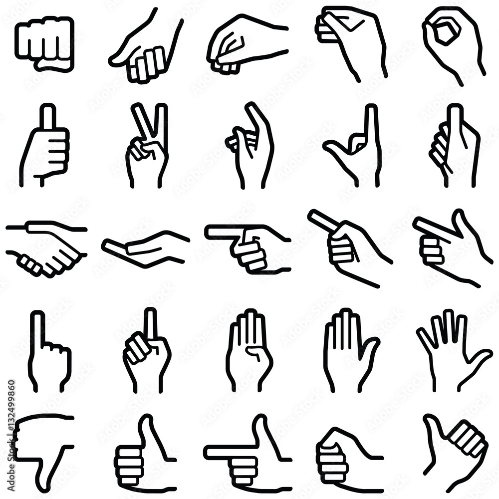 Hand icon collection - vector outline illustration Stock Vector | Adobe ...