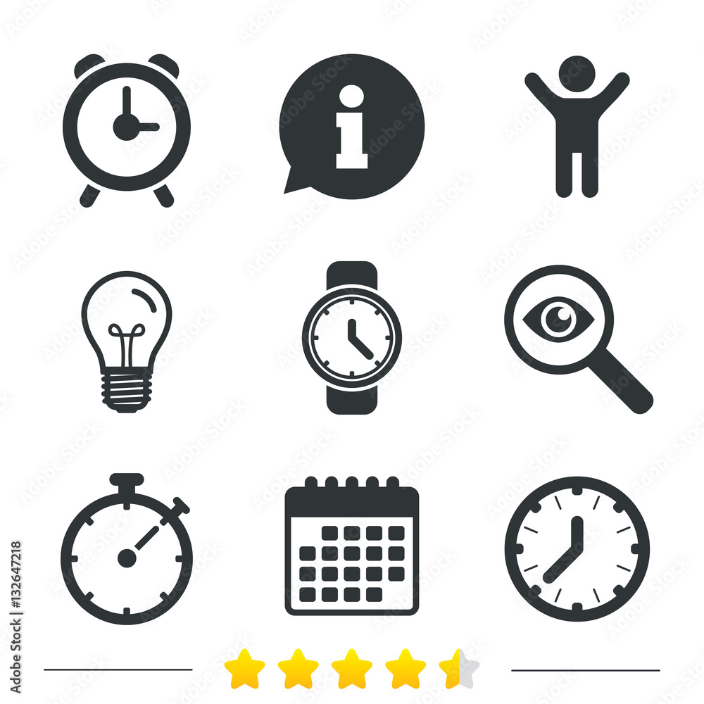 Mechanical clock time icons. Stopwatch timer. Stock Vector | Adobe Stock