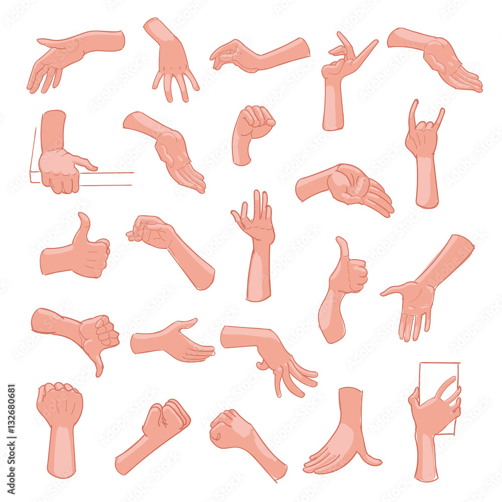 Hand gestures and sign language icon set. Vector illustration Stock ...