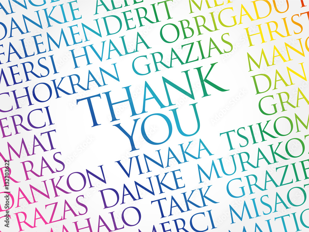 Thank You Word Cloud background, all languages, multilingual Stock ...