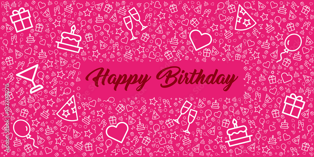 moderne und knallige Glückwunschkarte zum Geburtstag mit Happy Birthday ...