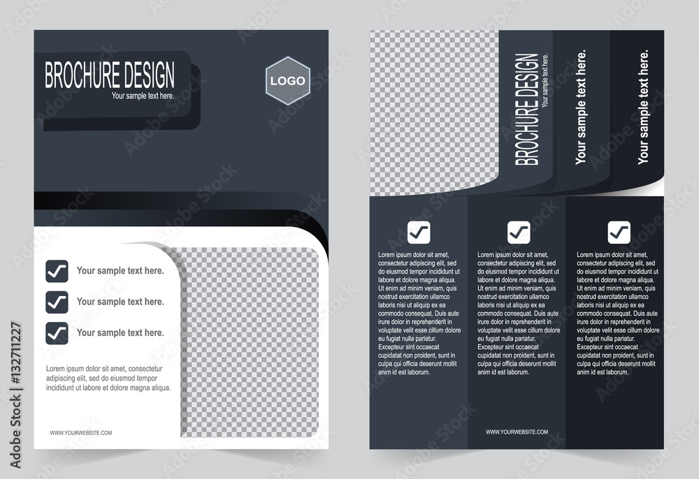 Brochure, Flyer design black and white color template Stock Vector ...