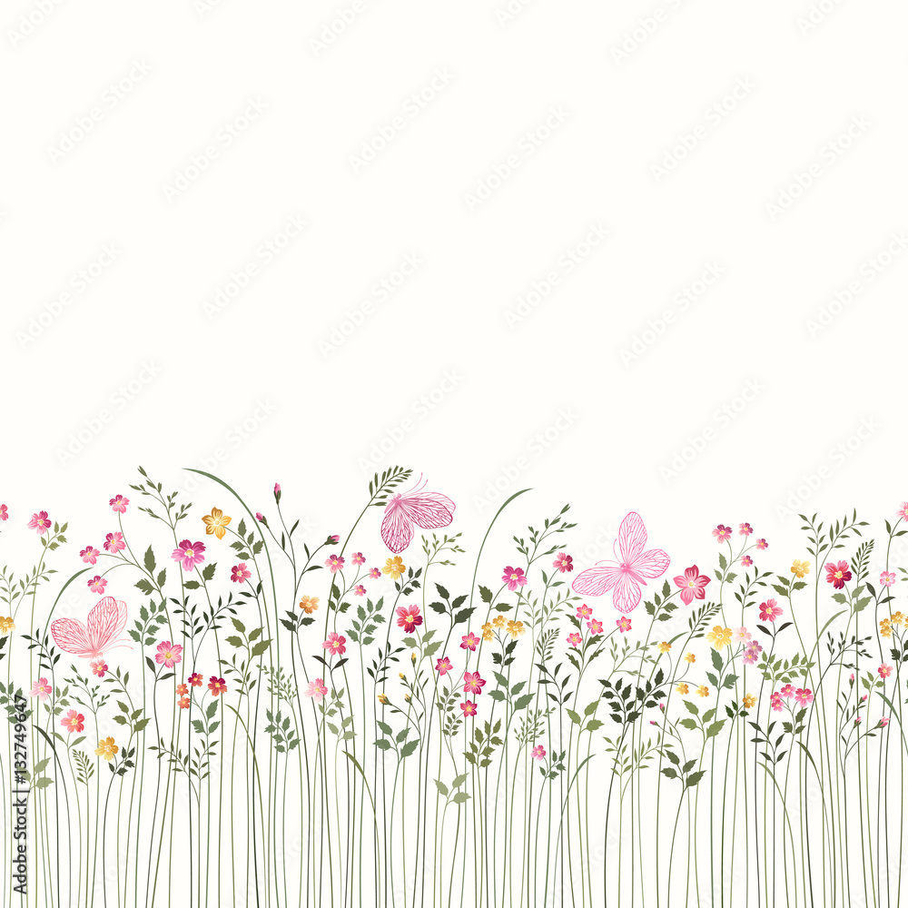 seamless floral border Stock Vector | Adobe Stock