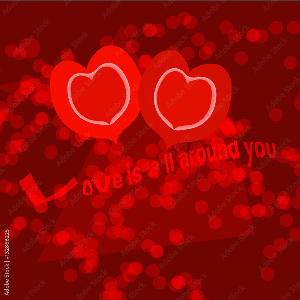 Love is all around. Hand drawn typography poster. Calligraphy lettering ...