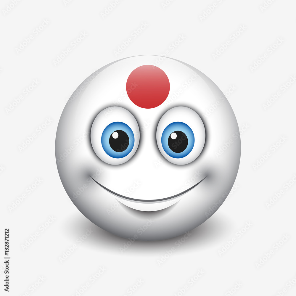 Cute emoticon isolated on white background with Japan flag motive Stock ...