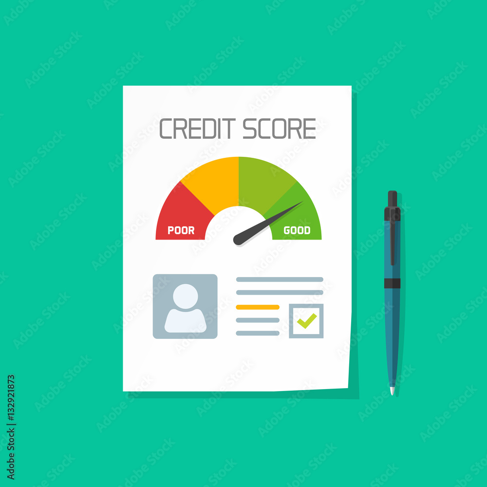 Credit score document vector concept, paper sheet chart of personal ...