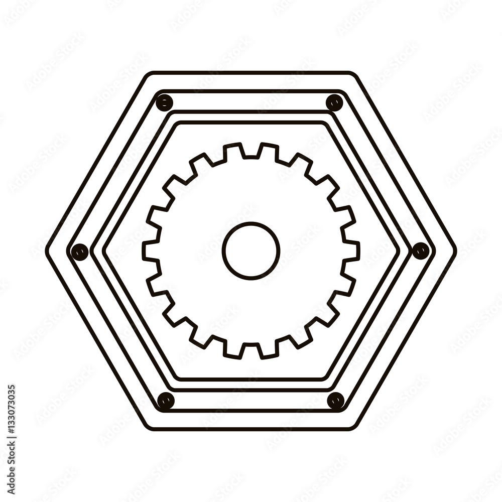 Gear icon. Cog circle wheel and machine part theme. Isolated design ...