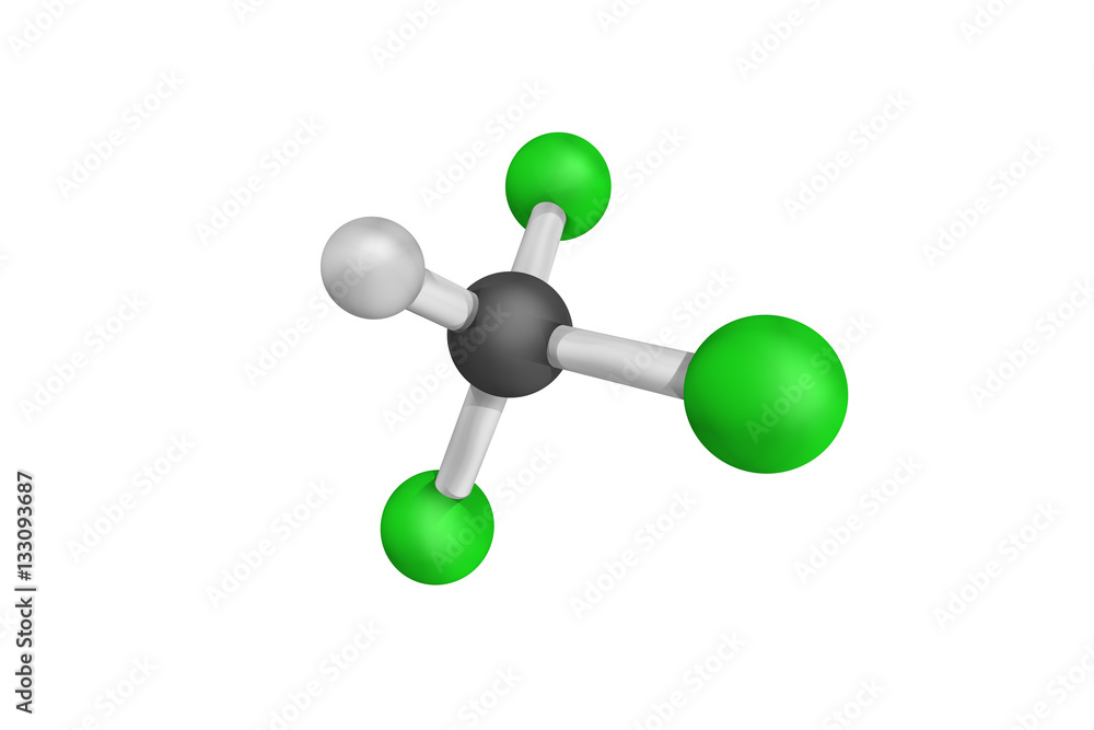 3d structure of Chloroform, or trichloromethane, a colorless, sw Stock ...