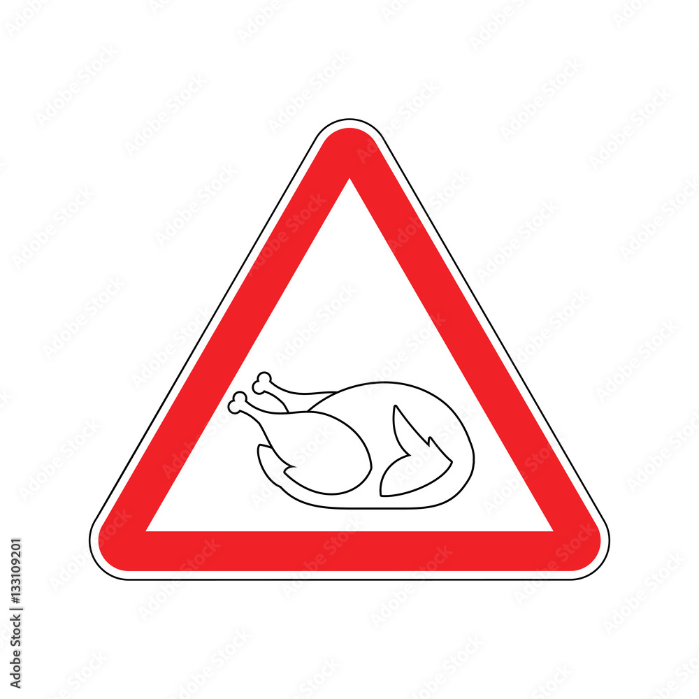Attention Thanksgiving Day. Dangers of red road sign. turkey Cau Stock ...