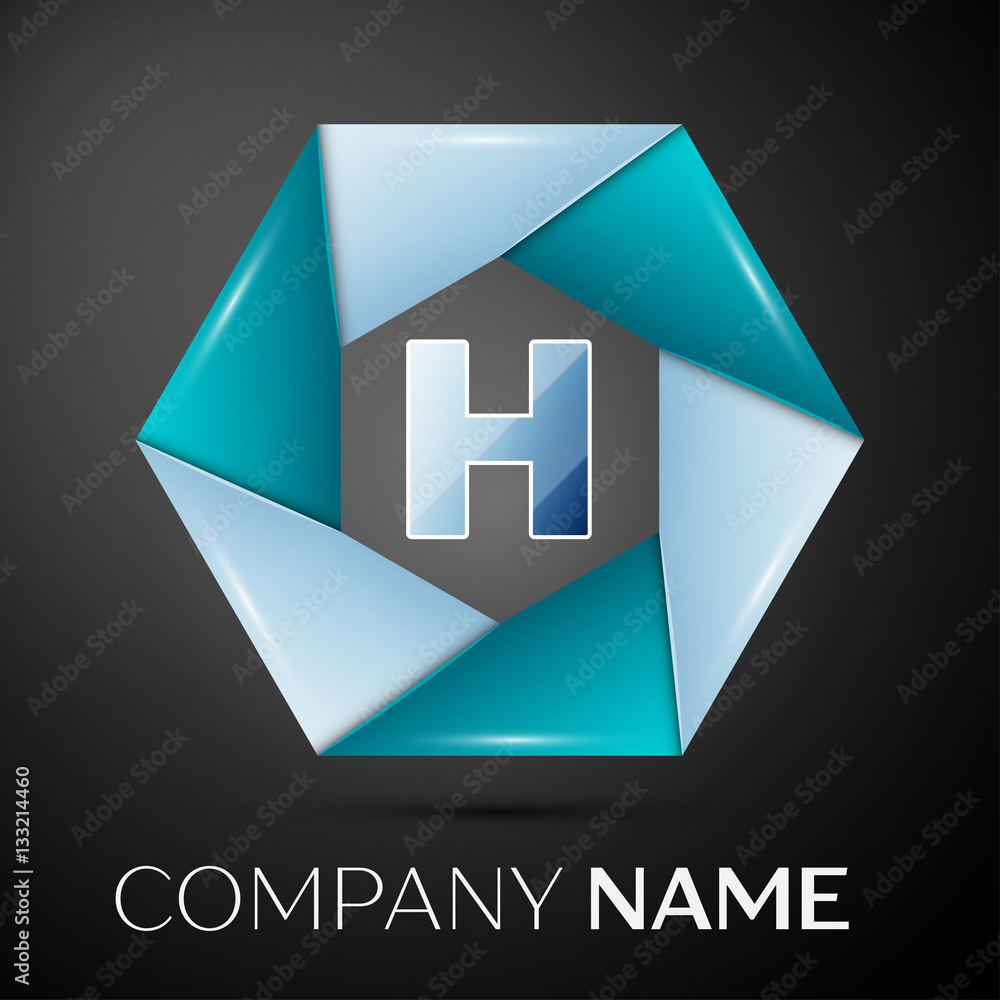 Letter H vector logo symbol in the colorful circle on black background ...