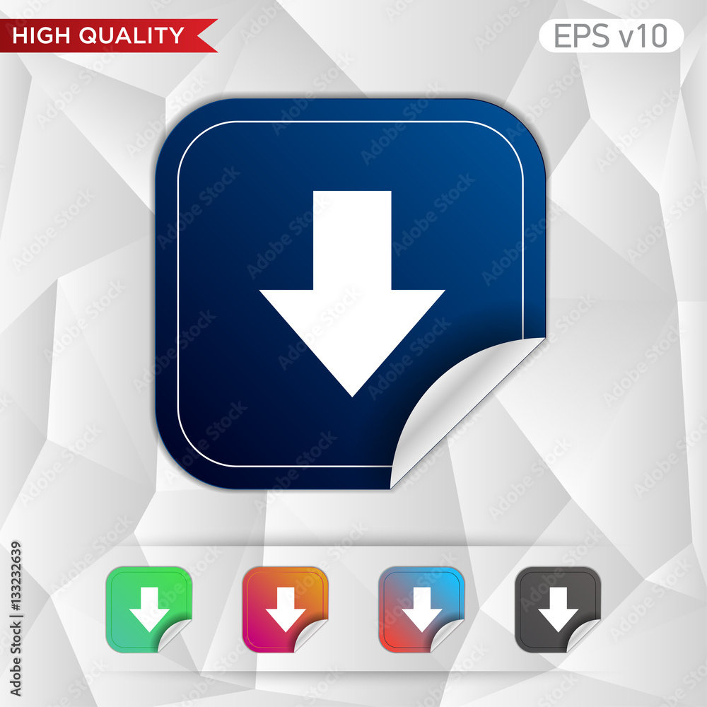 Colored icon or button of down arow symbol with background Stock Vector ...