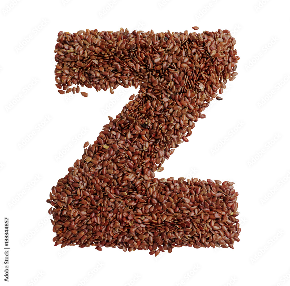 Letter Z made with Linseed also known as flaxseed isolated on wh Stock ...