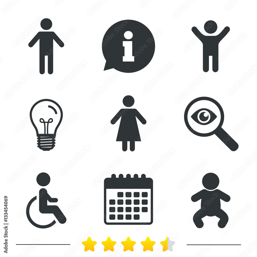 WC toilet icons. Human male or female signs. Stock Vector | Adobe Stock