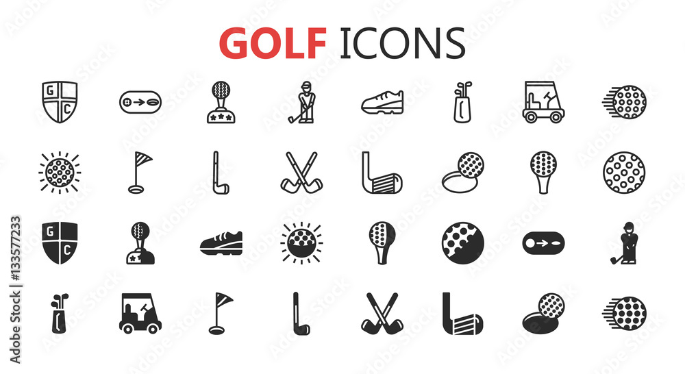 Simple modern set of golf icons. Premium symbol collection. Vector ...