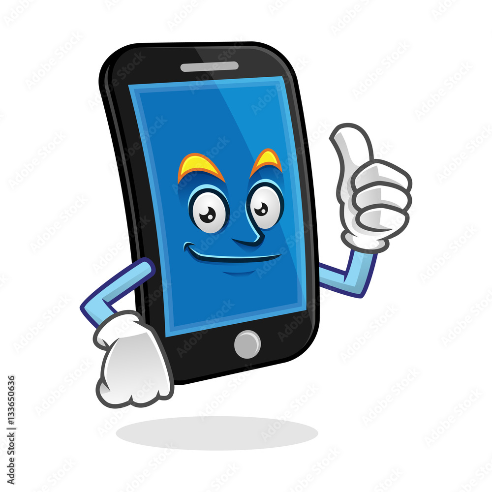 thumb up smartphone character, vector of cellphone mascot, mobile phone ...