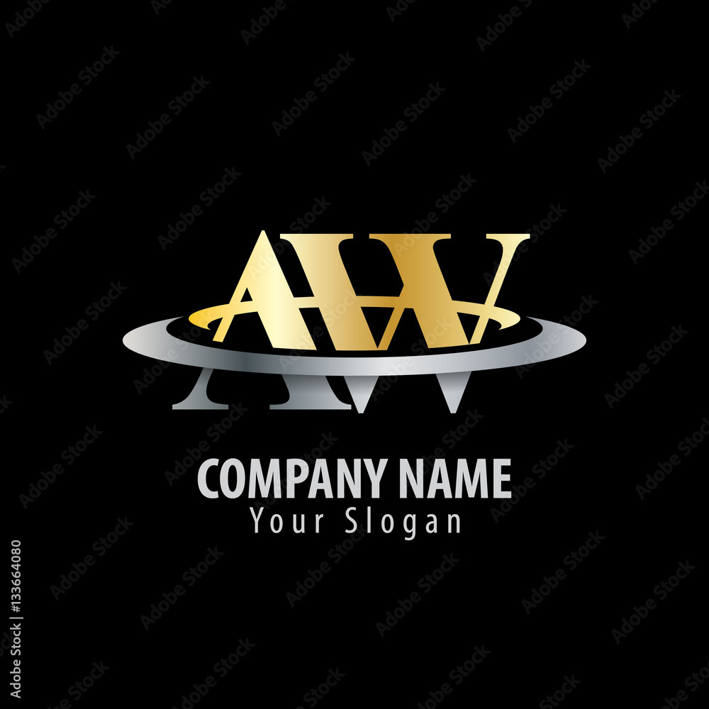Initial Letter AW With Overlapping Swoosh Circle Stock Vector | Adobe Stock