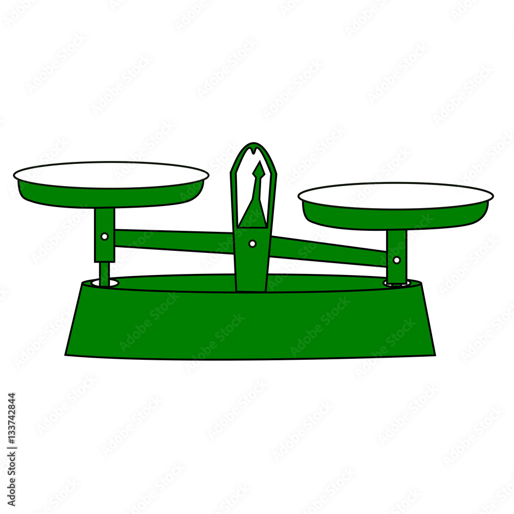 Ilustración de Stock Green Weighing Scale Unbalanced | Adobe Stock