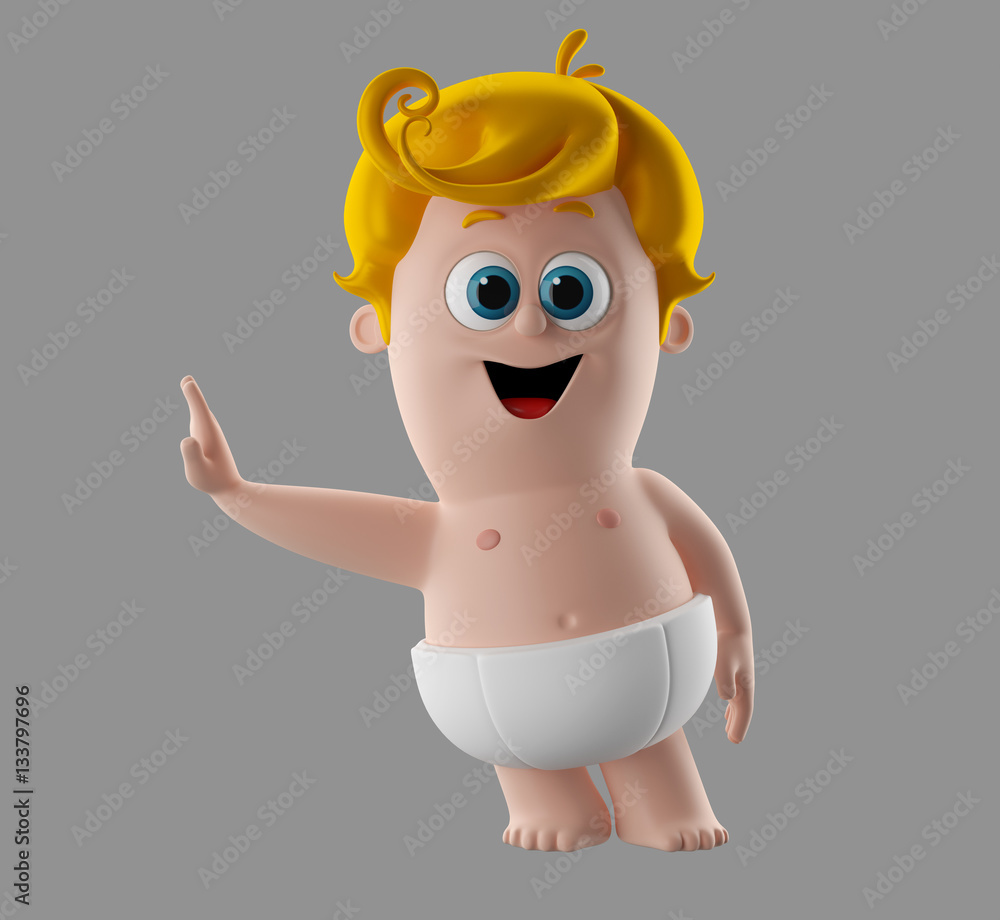 3d render happy baby without background Stock Illustration | Adobe Stock