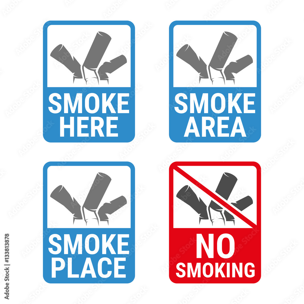 No smoking and Smoking area labels Stock Vector | Adobe Stock