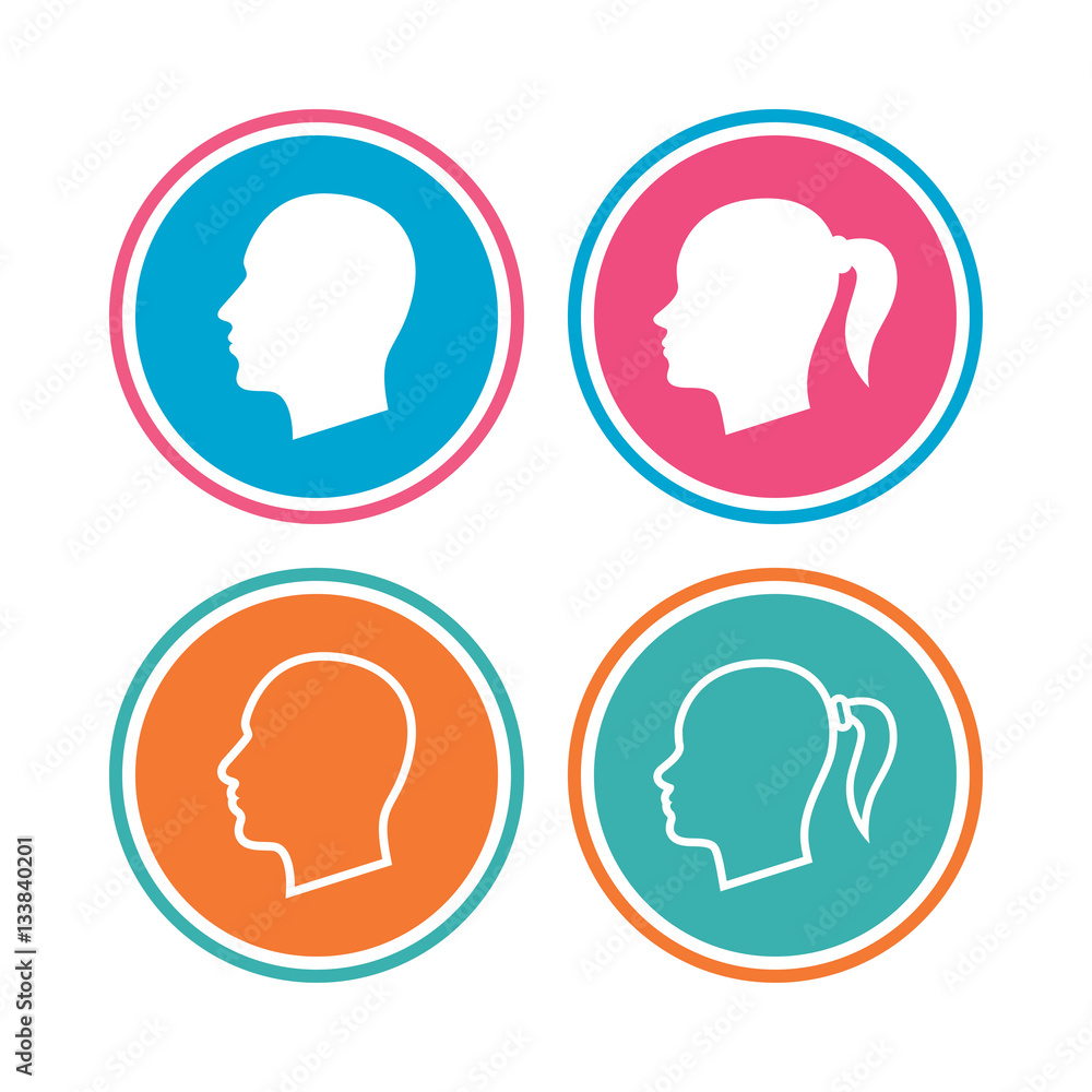 Head icons. Male and female human symbols. Stock Vector | Adobe Stock