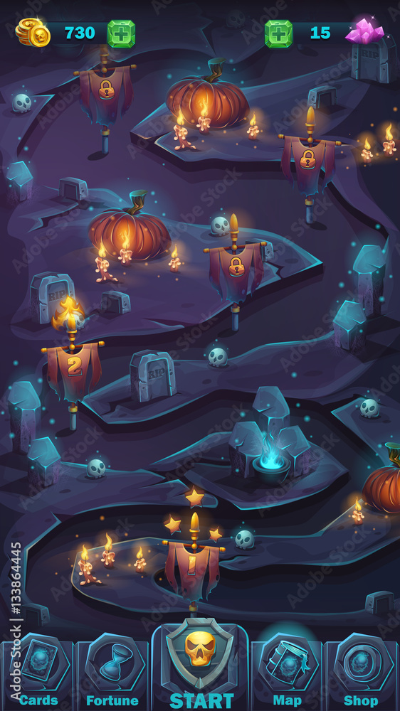 Monster battle GUI map window Stock Vector | Adobe Stock