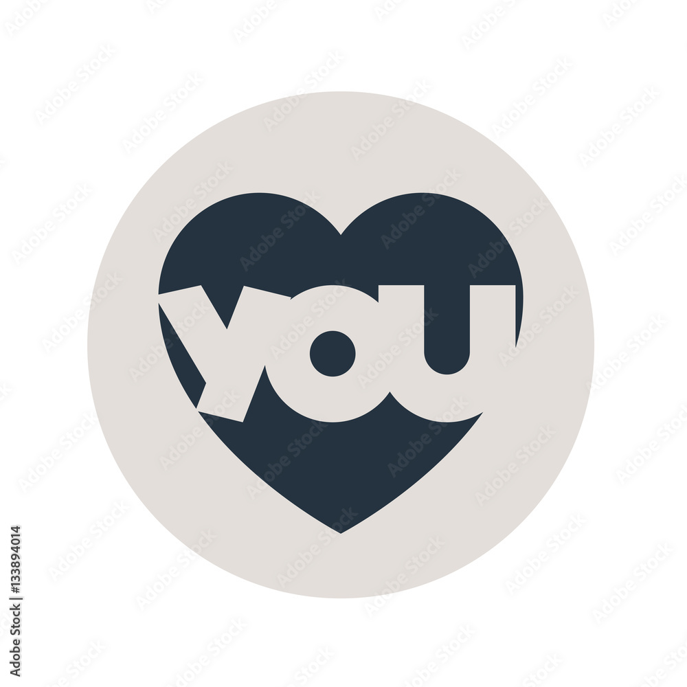 Icono plano YOU en corazon en circulo gris Stock Vector | Adobe Stock