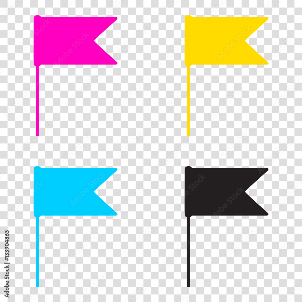 Flag sign illustration. CMYK icons on transparent background. Cy Stock ...