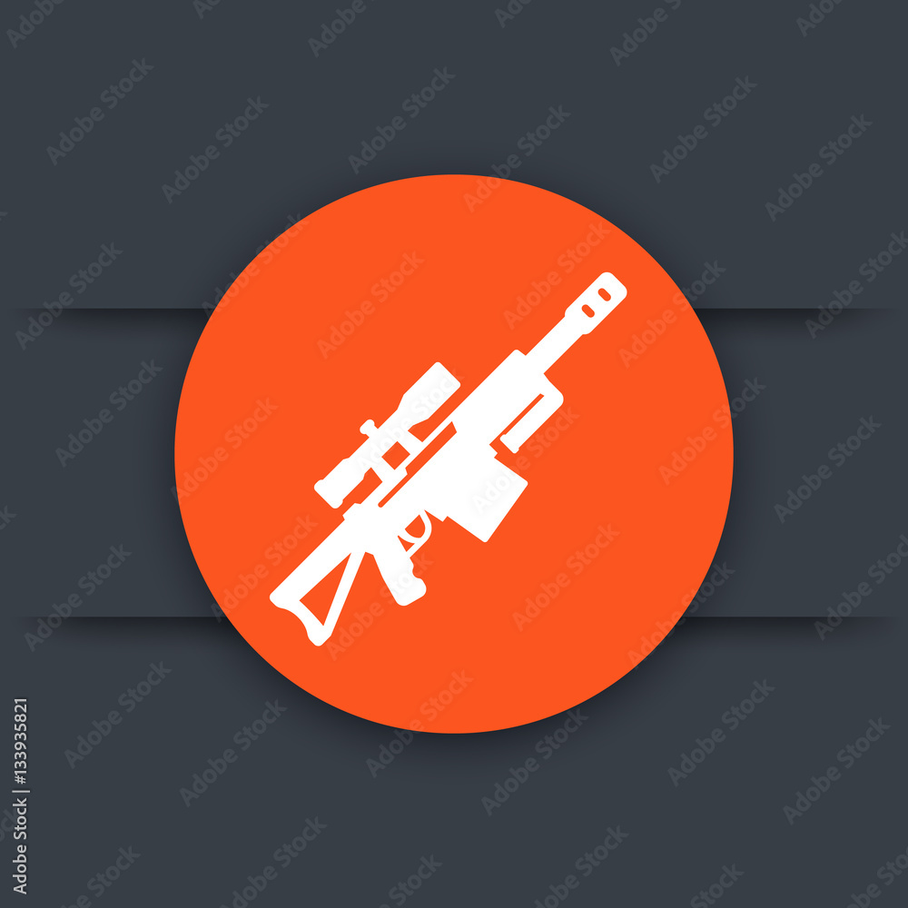 Sniper rifle icon, long range weapon Stock Vector | Adobe Stock