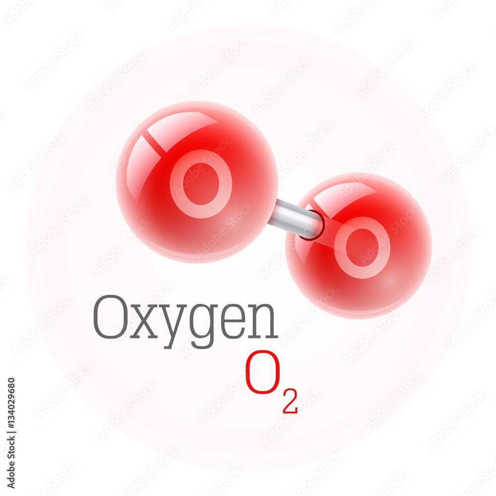 Chemical model of oxygen molecule. Assembly elements Stock Vector | Adobe Stock