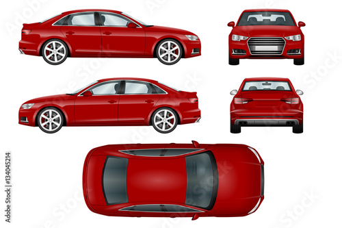 Red sport car vector template. The ability to easily change the color ...