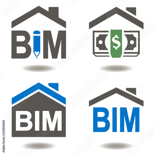 BIM vector icon eps 10 set building information modeling business ...