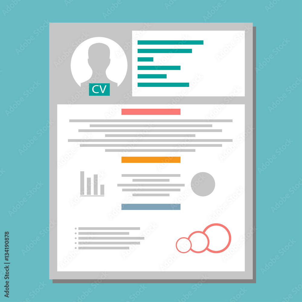 Vetor CV. Resume template design with profile photo. Vector ...